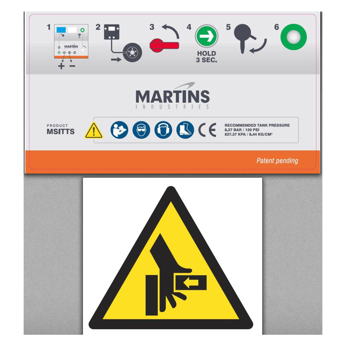 Product & Warning Label - spare parts SP-0060 - Martins Industries